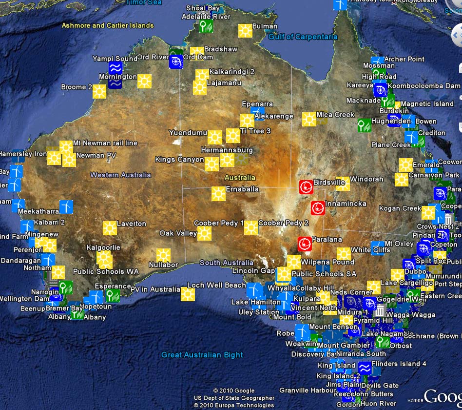 Renewable Power Stations in Australia interactive Google map